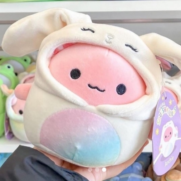 Squishmallows | Toys | Archie Pink Axolotl In Bunny Costume Easter 224 ...